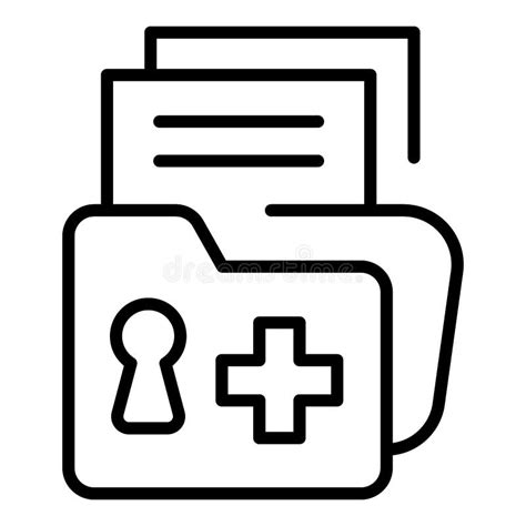 Locked Folder Icon Outline Vector File Lock Stock Vector