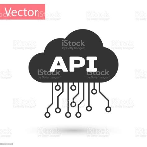 회색 구름 Api 인터페이스 아이콘 흰색 배경에 고립입니다 애플리케이션 프로그래밍 인터페이스 Api 기술 소프트웨어 통합 벡터 일러스트 0명에 대한 스톡 벡터 아트 및 기타