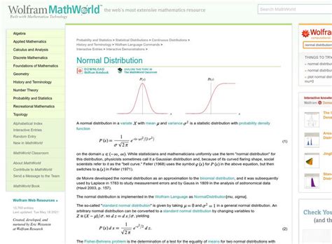 Wolfram Math World Normal Distribution Handout For 9th 10th Grade Lesson Planet