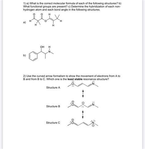 Solved 1 A What Is The Correct Molecular Formula Of Each