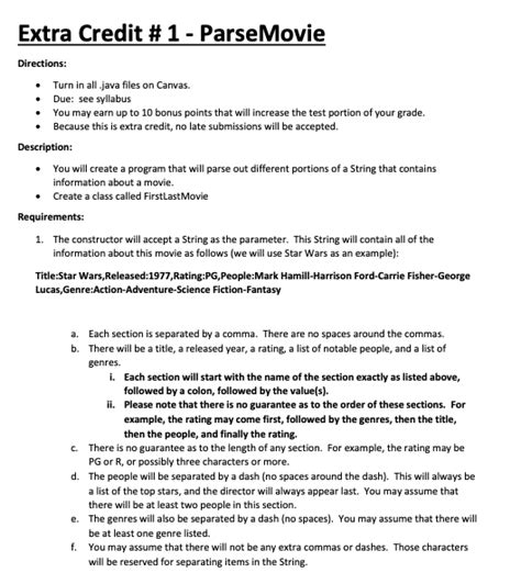 Solved Extra Credit 1 Parsemovie Directions Turn In