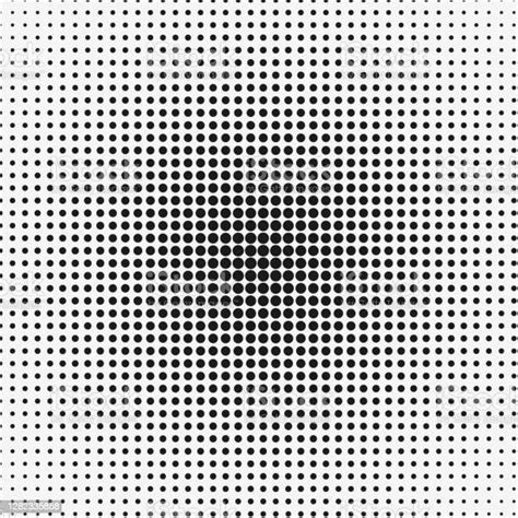 orbital dots in matrix rows and columns radial size gradient from black to white stock