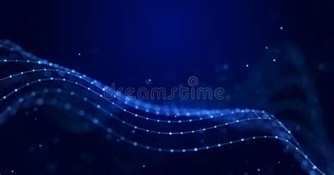 Dynamic Wave Of Abstract Intertwining Dots And Lines In Space 3d