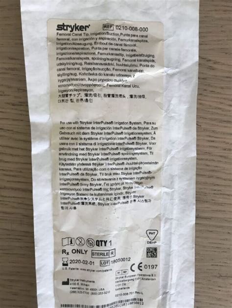 New Stryker 0210 008 000 Femoral Canal Tip Irrigation Suction X Disposables General For