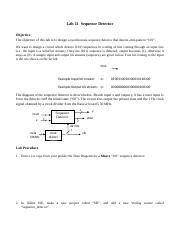 Lab 11 Sequence Detector Docx Lab 11 Sequence Detector Objective The Objective Of This Lab Is
