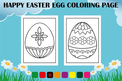 Happy Easter Egg Coloring Page Graphic By Nusratjahan32321 · Creative Fabrica