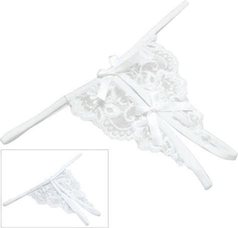 Sexy Lingerie Slipje Erotische String Met Open Kruis Wit Bol Com