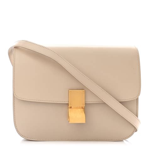 Celine Box Calfskin Medium Classic Box Bag Linen 1195642 Fashionphile