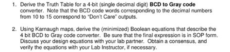 Solved 1 Derive The Truth Table For A 4 Bit Single Decimal Chegg Com