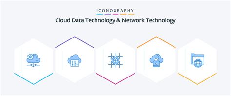 Cloud Data Technology And Network Technology 25 Blue Icon Pack Including Storage Loucked