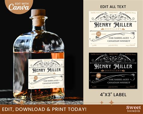 Customizable Whiskey Label Whiskey Label Template Printable Whisky