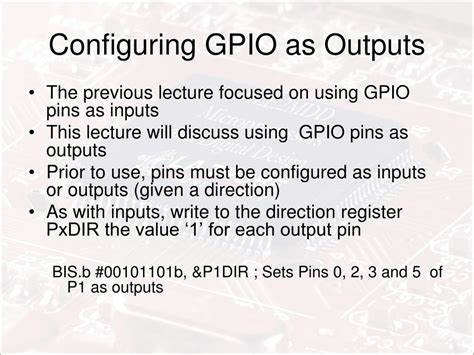PPT Lecture GPIO Outputs PowerPoint Presentation Free Download ID