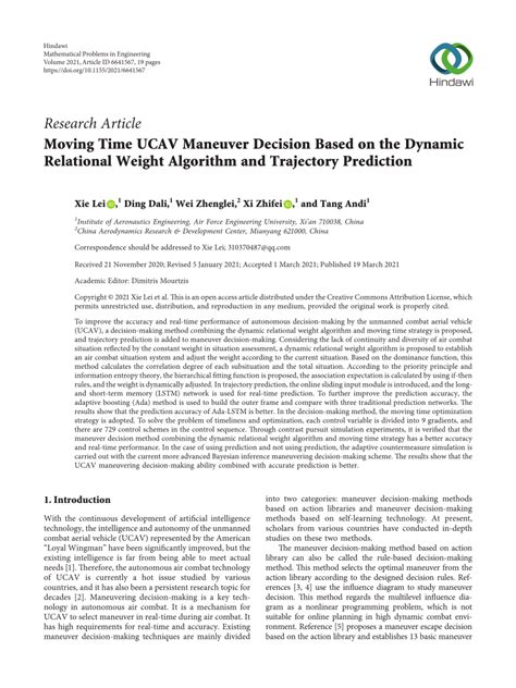 Pdf Moving Time Ucav Maneuver Decision Based On The Dynamic Relational Weight Algorithm And