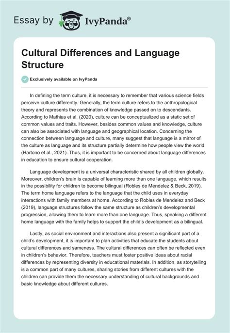 cultural differences and language structure 312 words essay example