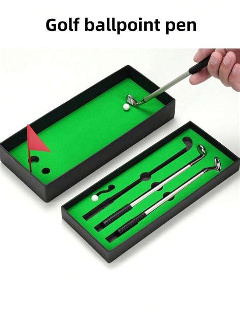 3 Golf Ballpoint Pens Mini Desktop Golf Pen T Set Including Putting