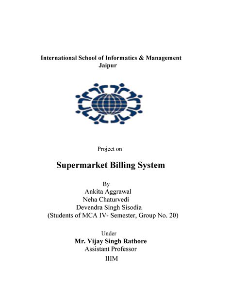 22 Project Super Market Billing System International School Of