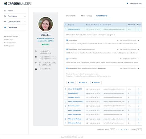 Dms 824 Ux For Email History Tab On Candidate Portfolio Workterra Jira