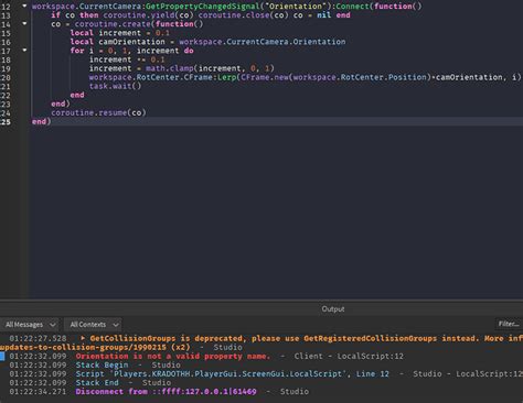 Rotate A Part To The Cameras Orientation Smoothly And Slowly Scripting Support Developer
