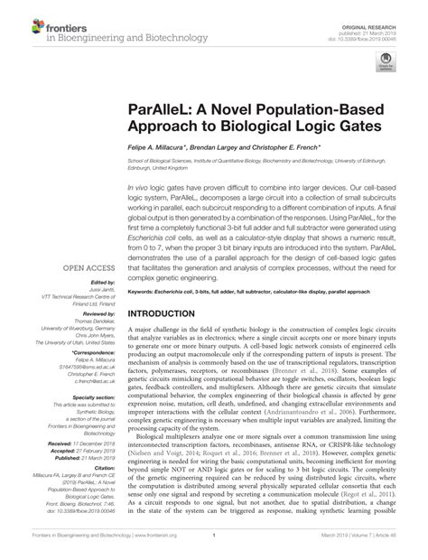 pdf parallel a novel population based approach to biological logic gates