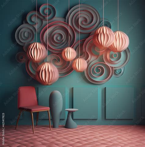 생성형 인공지능으로 만든 다양한 크기의 조명이 케이블에 매달려 있는 다채로운 배경 종이 배경 Stock Illustration Adobe Stock