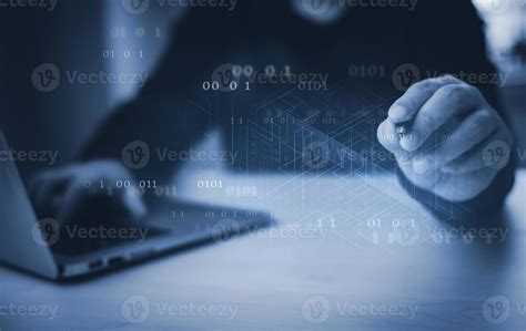 Businessman Hand Touch With Code Html And Programming On Screen Laptopprogrammer Development