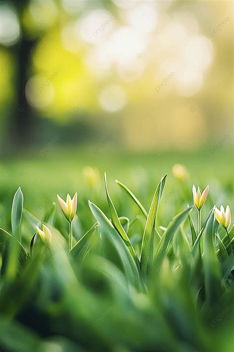 햇빛에 어린 새싹과 나뭇잎이 있는 생동감 넘치는 녹색 풀은 추상적인 봄 배경 빈 공간 노란색 단풍 소프트 포커스 스타일을 만듭니다 배경 화면 및 일러스트 무료 다운로드