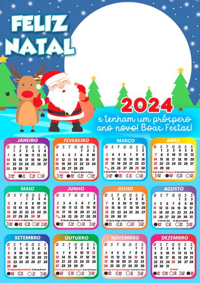Arte Digital Calendario 2024 Tenha Um Feliz Natal Papai Noel