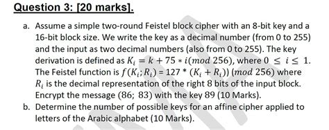 Solved A Assume A Simple Two Round Feistel Block Cipher