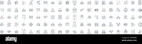 Administration Department Line Icons Collection Management Coordination Organization