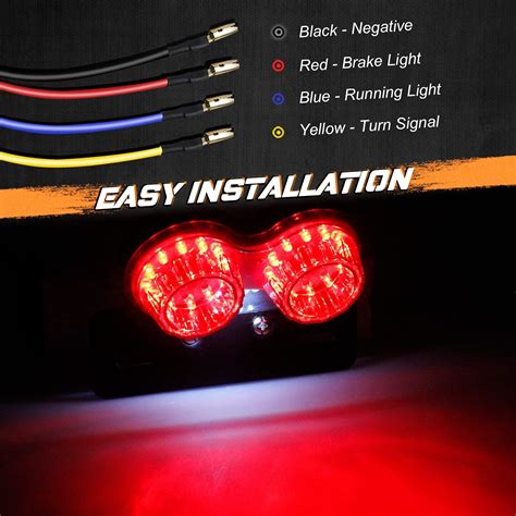 Nthreeauto Led Motorcycle Tail Light Integrated Brake Turn Signals Lic