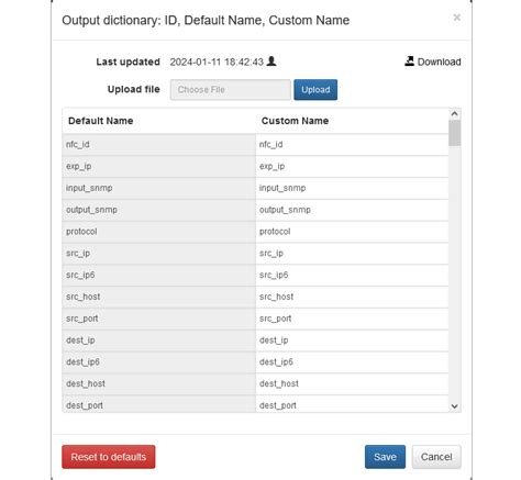 Output Dictionary NetFlow Logic