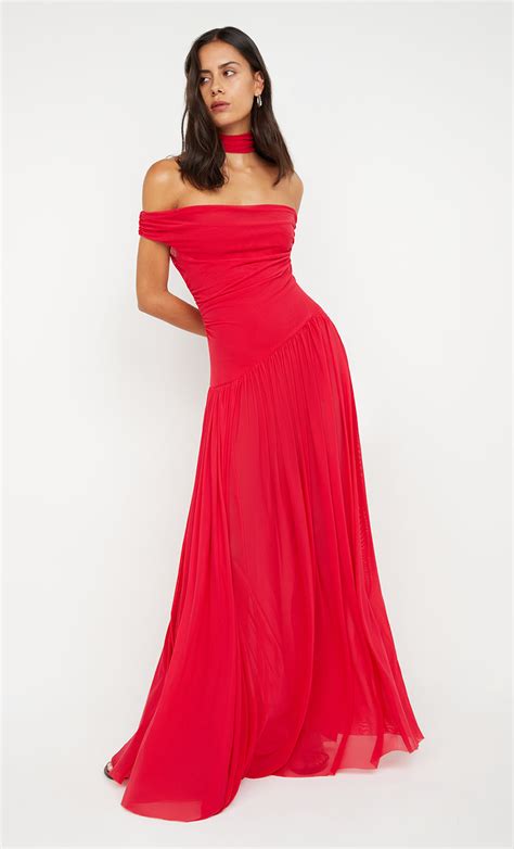 Hire Becbridge Deija Offshoulder Maxi Dress In Strawberry Red