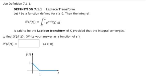 solved definition 7 1 1 laplace transform let f be a