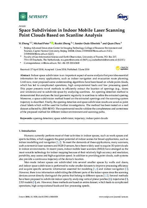 Pdf Space Subdivision In Indoor Mobile Laser Scanning Point Clouds Based On Scanline Analysis