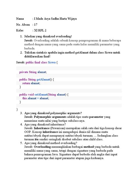 Tugas Oop Pdf Seni And Disiplin Bahasa