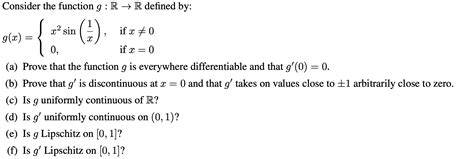 Solved Consider The Function G RR Defined By Chegg Com