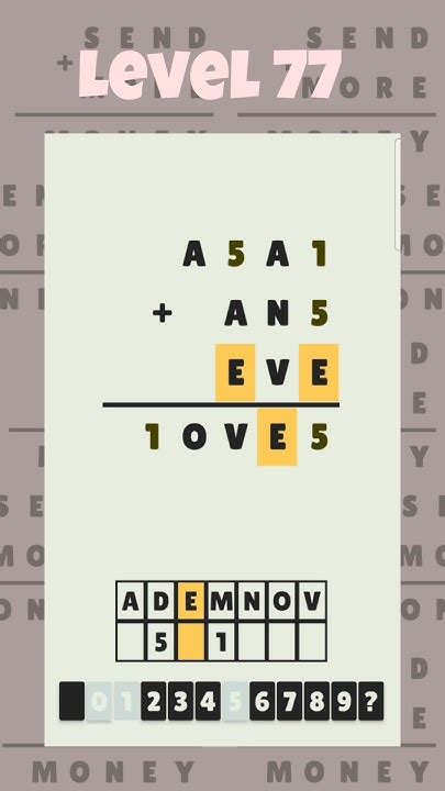 Level 77 Cryptarithm Android Game Math Cryptarithm Mathematics Matematika Maths Youtube