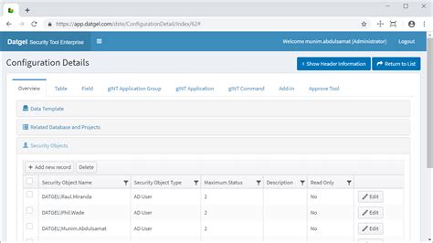 Configuration Details Security Tool Enterprise