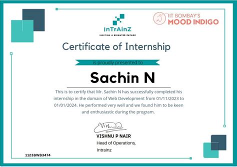 Sachin N On Linkedin Webdevelopment Internship Intrainzedutech