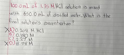 Solved ML Of MHCl Solution Is Mixed With ML Chegg