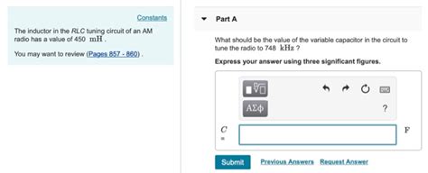 Solved Constants Part A The Inductor In The Rlc Tuning