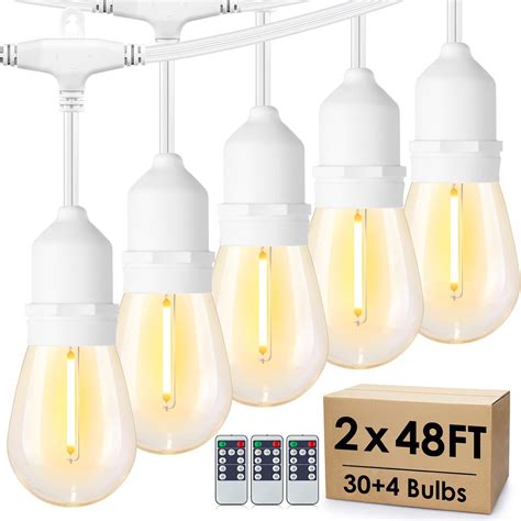 Larkvue 96ft2 48ft Outdoor String Lights With Remote Dimmable