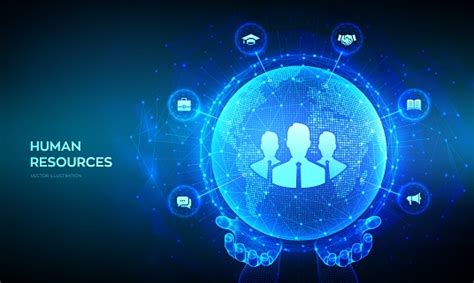 인사 Hr 관리 채용 고용 헤드 헌팅 비즈니스 개념 인간 소셜 네트워크 세계지도 점과 선 구성 와이어프레임 손에 지구 행성 지구