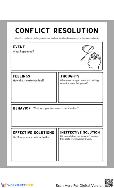Conflict And Resolution Worksheets Worksheet Activity Sheets