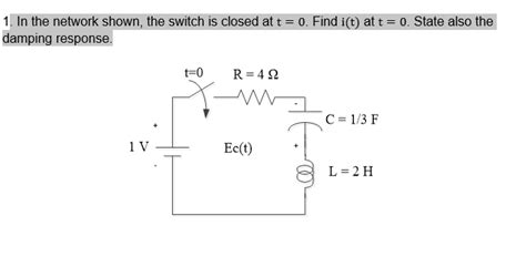 Solved In The Network Shown The Switch Is Closed At Chegg