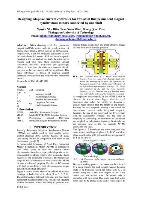 Pdf Designing Adaptive Current Controller For Two Axial Flux Permanent Magnet Synchronous