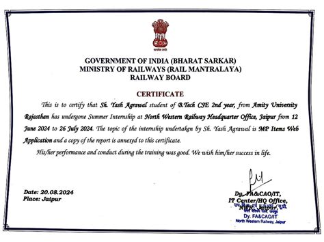 yash agrawal on linkedin internship railway skillsdevelopment achievements