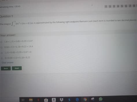 Solved Emaining Time 13045 Question 9 The Integral