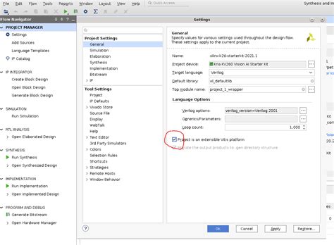 Generate A Vivado Project From Example Project Kria SOM 2022 1