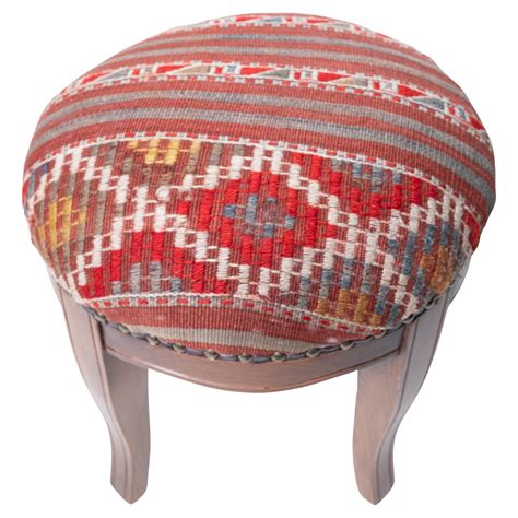 Custom Made Modern Ottoman With Vintage Turkish Anatolian Kilim Cover